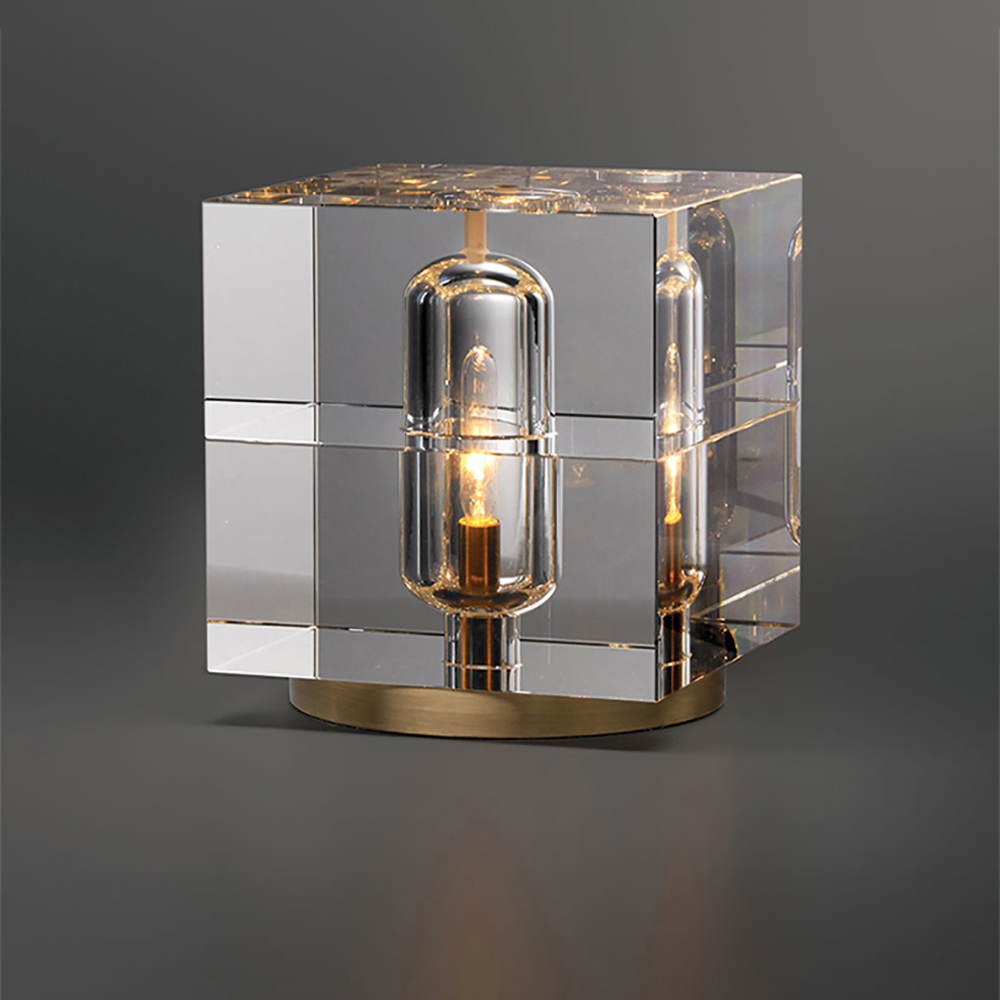 Postmodern Creative Square Crystal Glass Table Lamp 1 Light On / Off ...