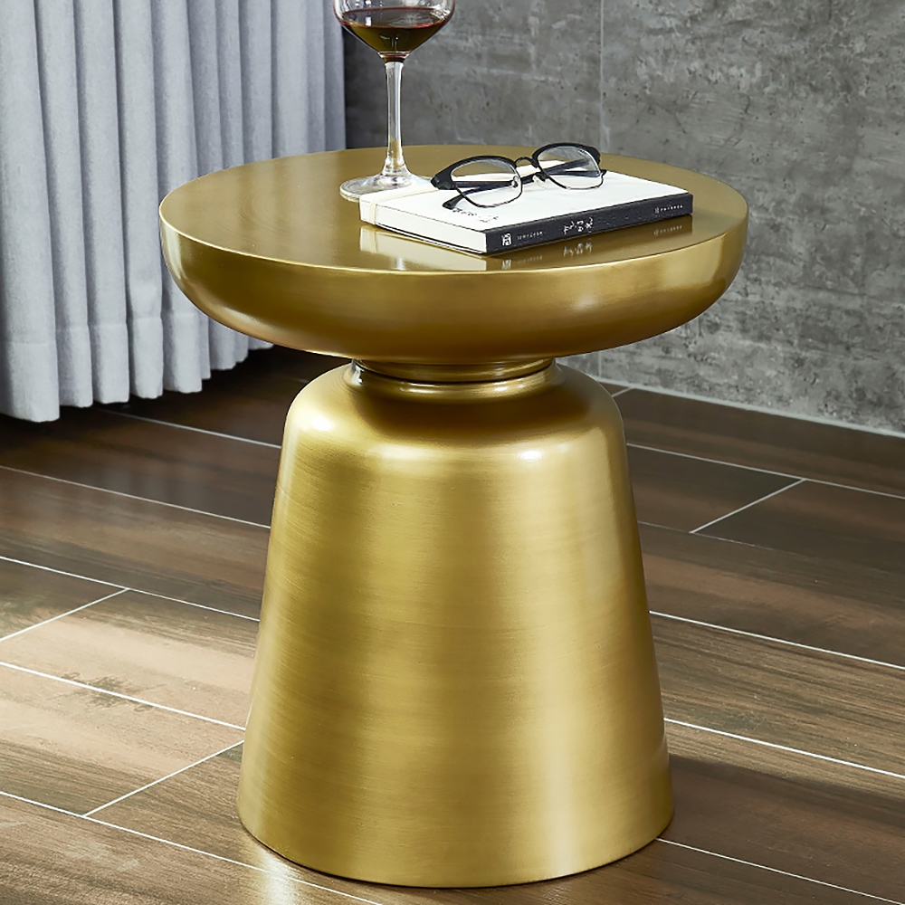 Modern Round Side Table Metal End Table in Bronze-Homary