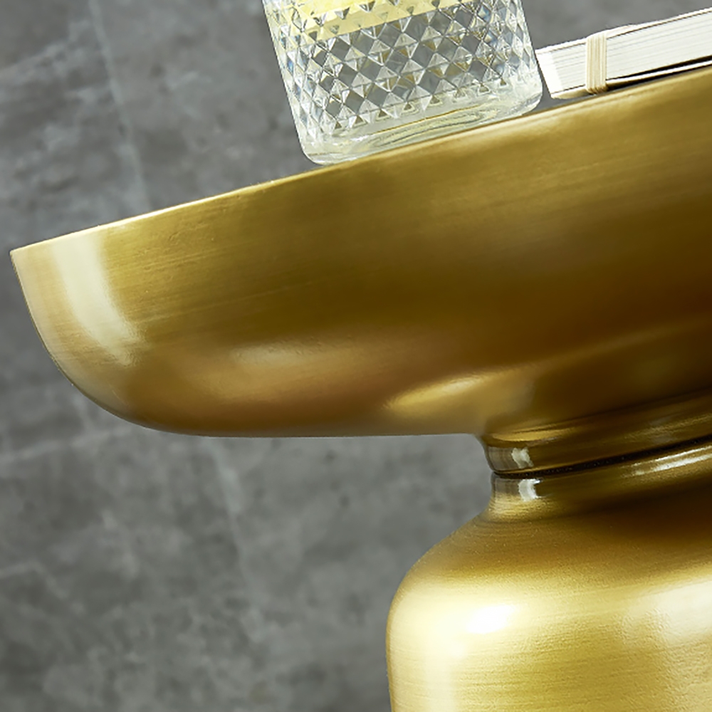 Modern Round Side Table Metal End Table in Bronze-Homary