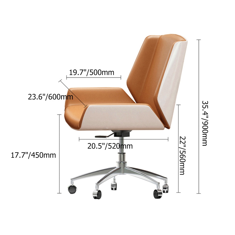 White&Orange Faux Leather Task Chair for Desk Upholstered Chrome Office ...