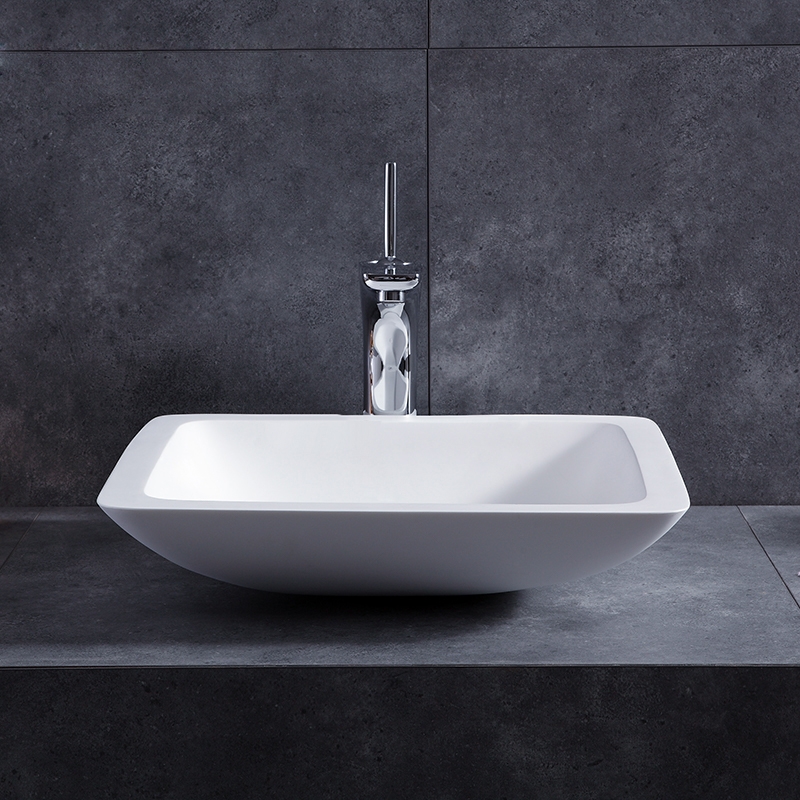 Contemporary Stone Resin Solid Surface Square Slope Vessel Sink ...