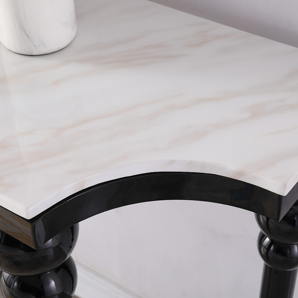 47.2" White Marble Console Table Narrow Entryway Table Stainless Steel ...