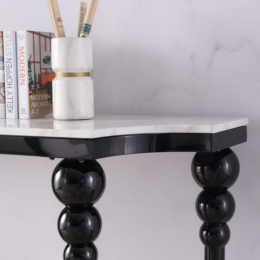 47.2" White Marble Console Table Narrow Entryway Table Stainless Steel ...