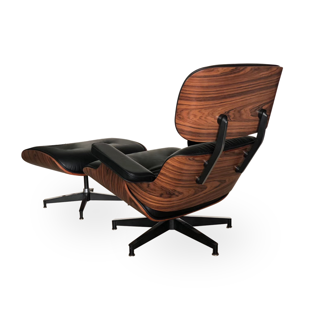 2-Pieces Walnut Swivel Recliner with Ottoman Lounge Chair Set-Homary