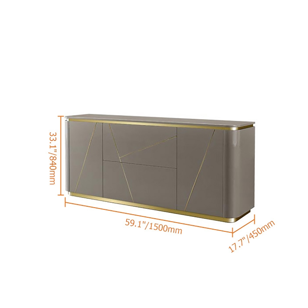 Janice Gray Sideboard Buffet with Drawer & Shelves Gold Sideboard ...