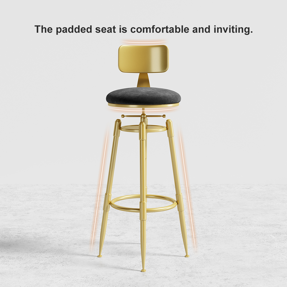 Bar Chairs Set Of 4 CorLiving Adjustable Height Black Swivel Round Bar ...