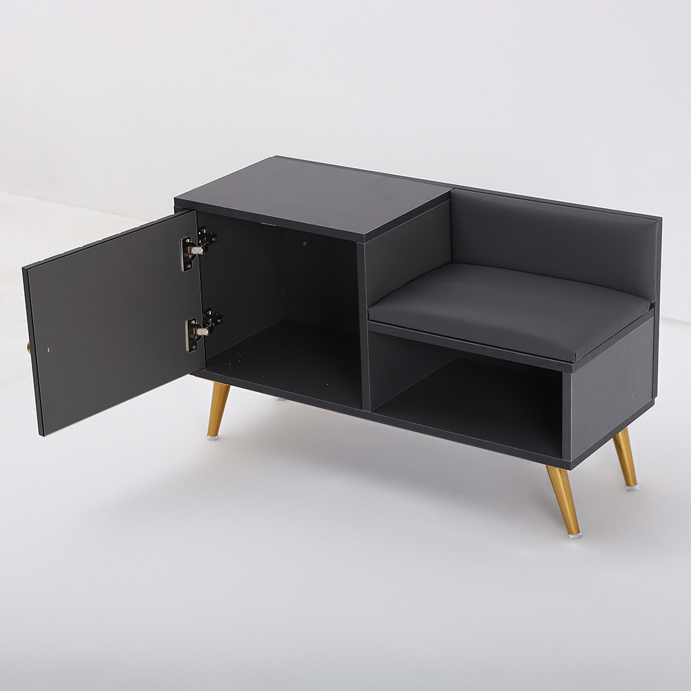Yellow Gray Modern Shoe Rack Bench Entryway Storage Bench Cabinet With ...