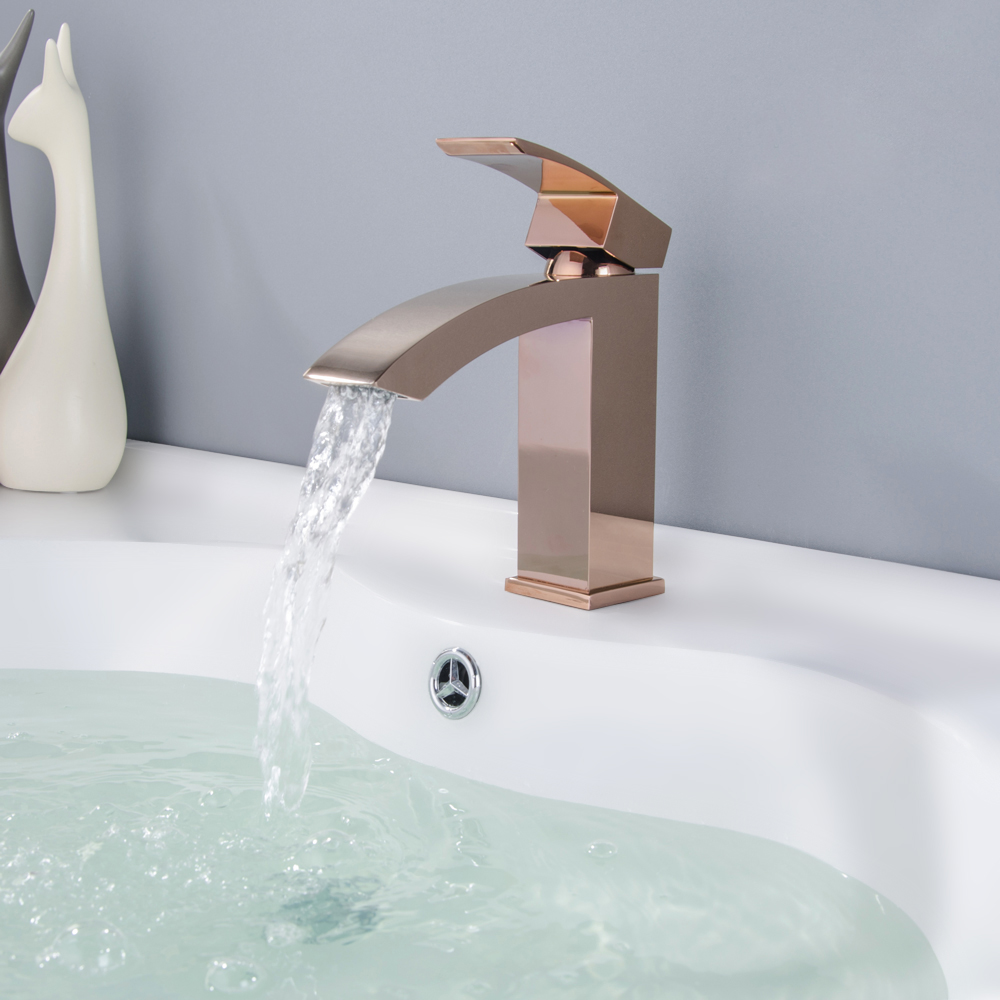 Ridge Modern Design Angled Spout Single Handle Waterfall Bathroom Tap ...