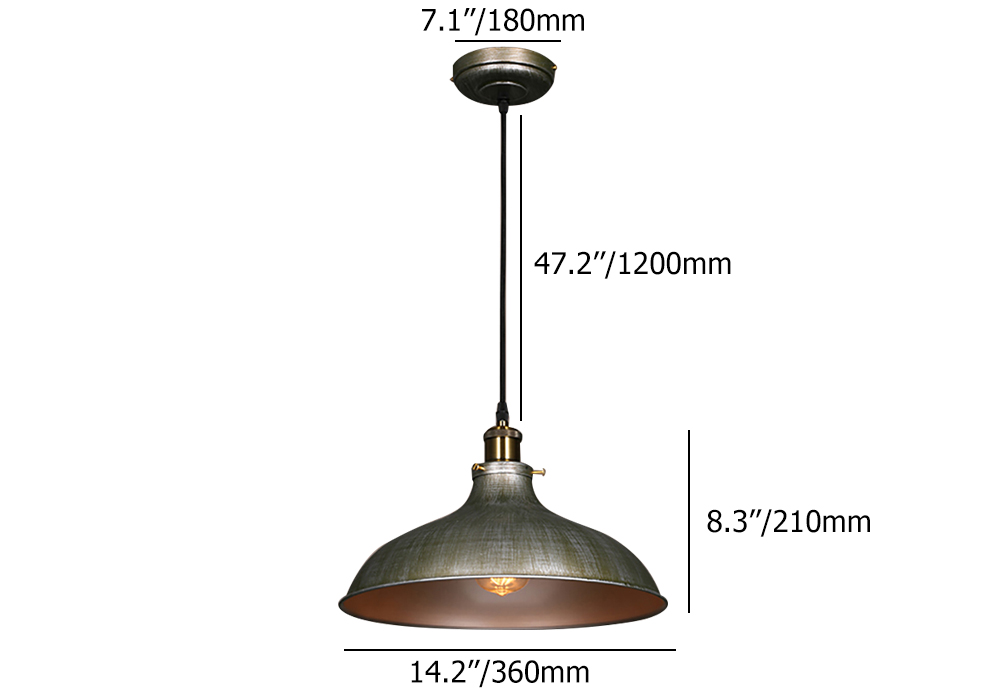 Industrial Metal Pendant Light Distressed Design Single Light-Homary
