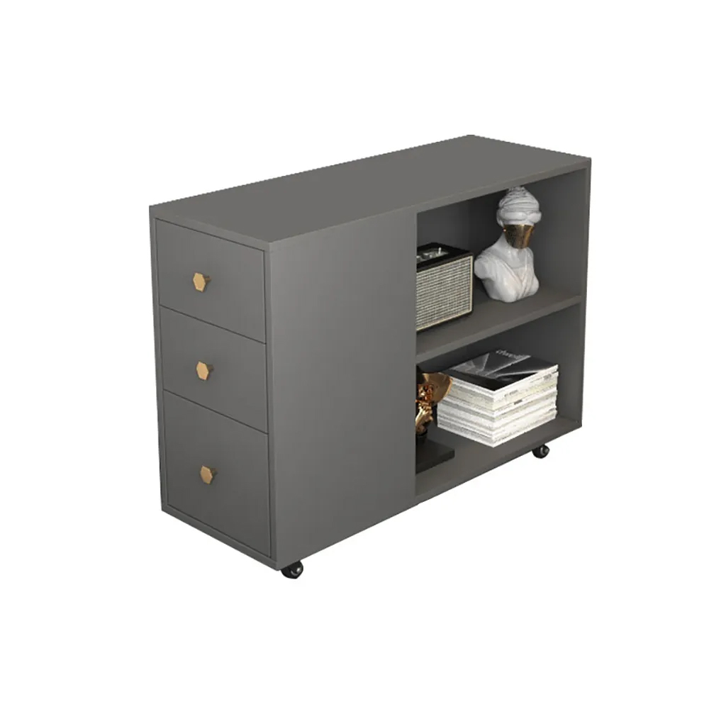 800mm Rectangle Side Table with Storage Manufactured Wood in Grey ...