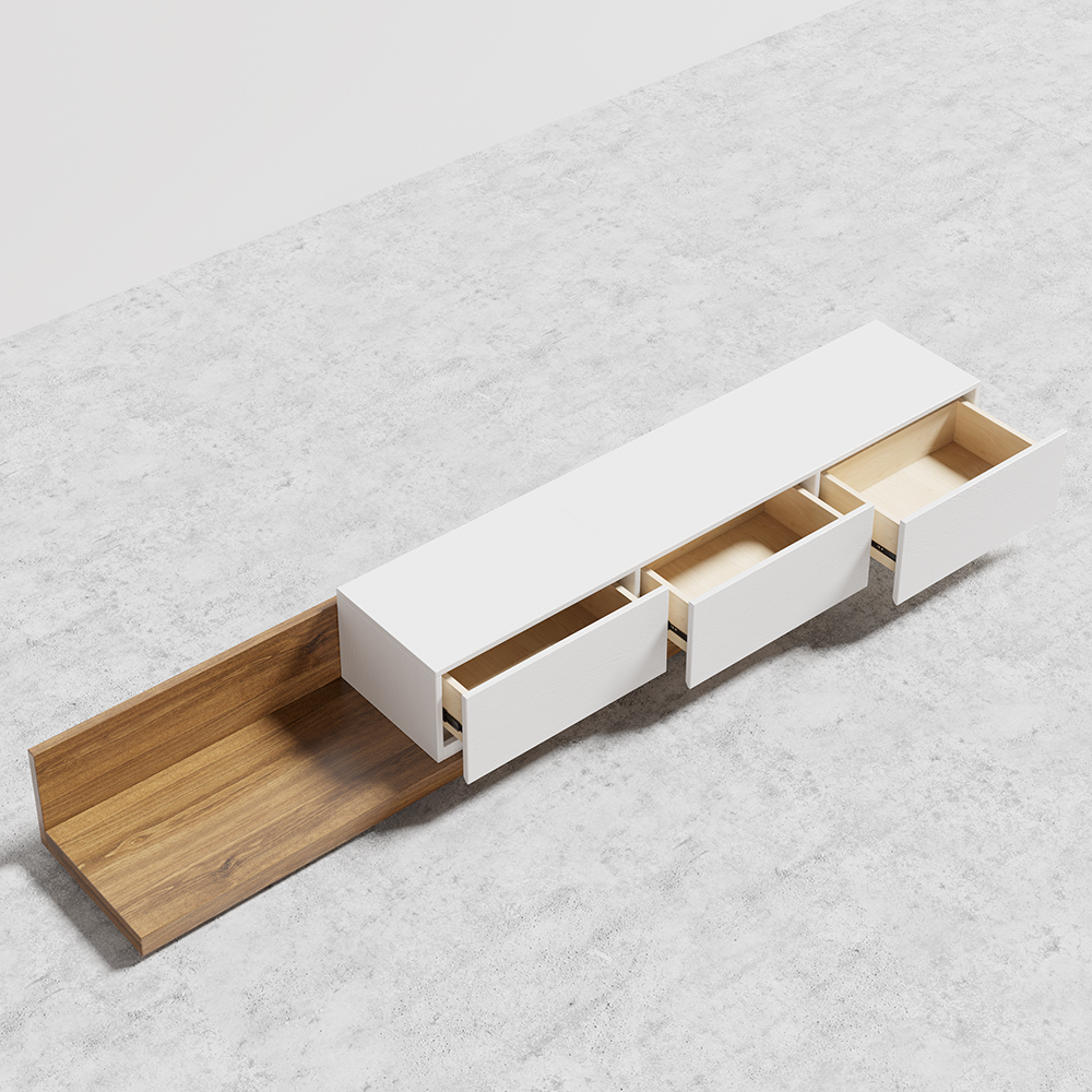 Kayla Rectangle Wood Extendable TV Stand White and Walnut Media Console ...