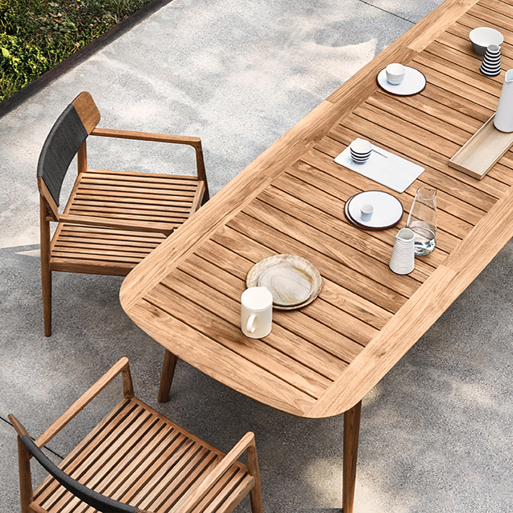 Mid Century Modern 6 - Person Rectangle Teak Wood Outdoor Patio Dining ...