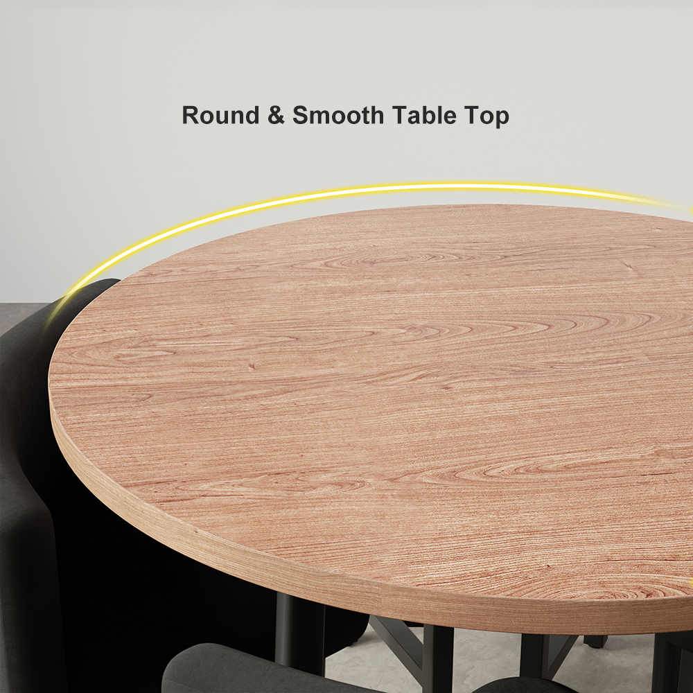 40" Round Wooden Small Nesting Dining Table Set for 4 Gray Upholstered ...