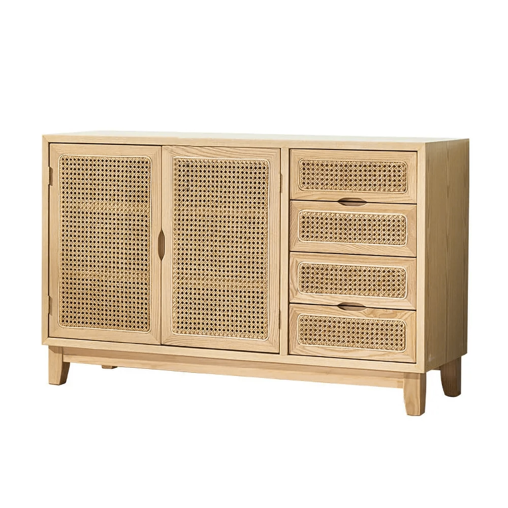 1200mm Japandi Natural Sideboard Buffet Rattan Kitchen Cabinet with ...