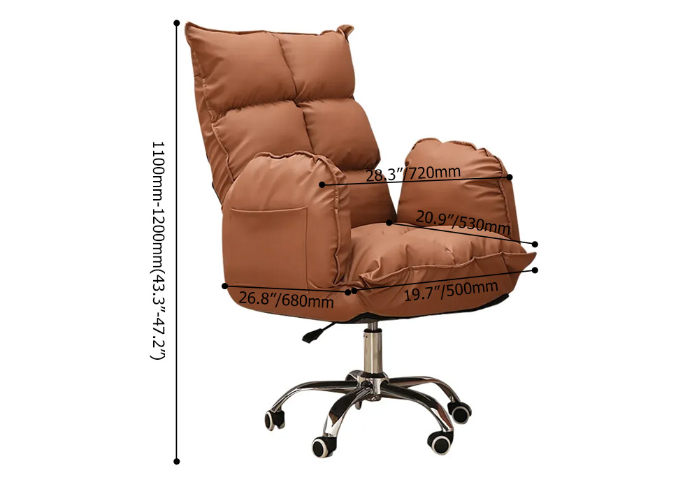 Modern PU Leather Task Chair Upholstered Swivel Office Chair Height ...