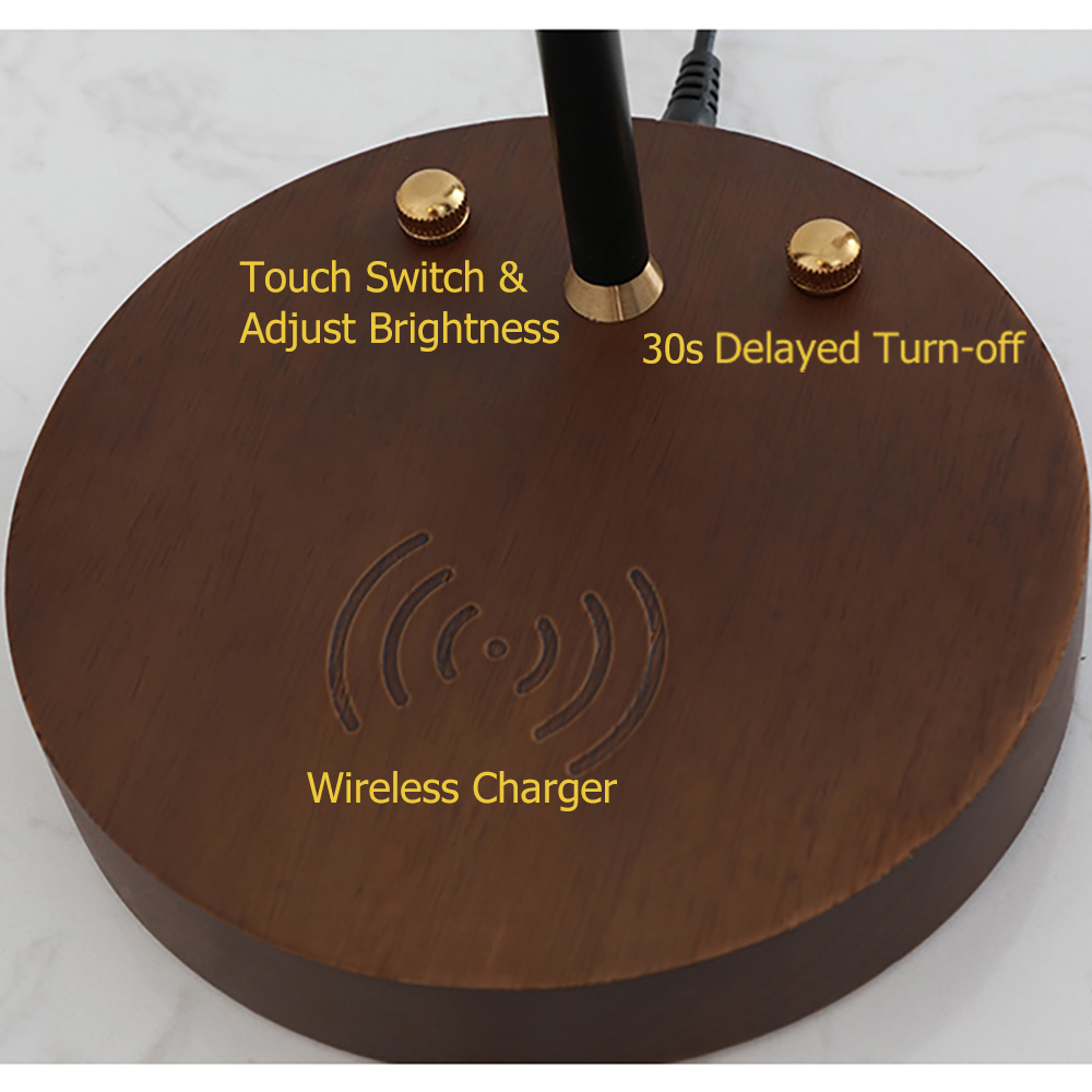 Modern Table Lamp with Wireless Charger USB 1-Light Desktop Touch Lamp ...