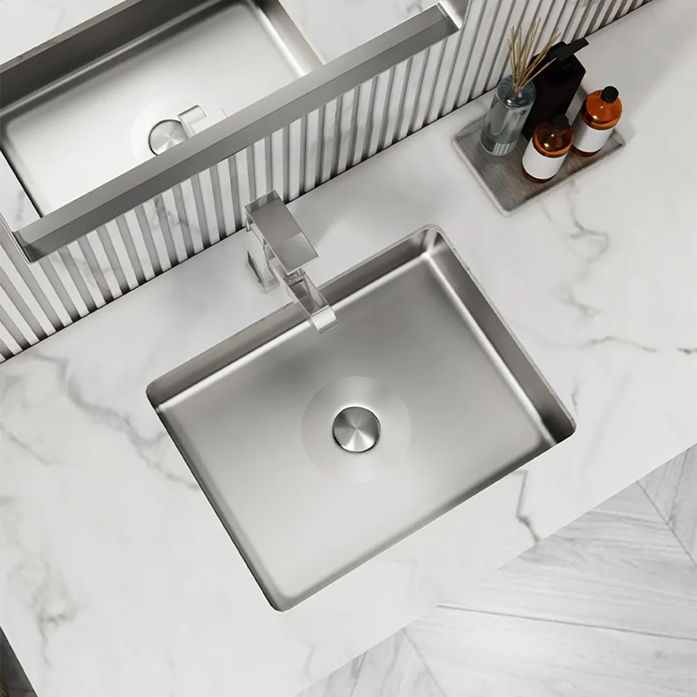 Brushed Nickel Modern Stainless Steel Rectangular Basin Undermount ...