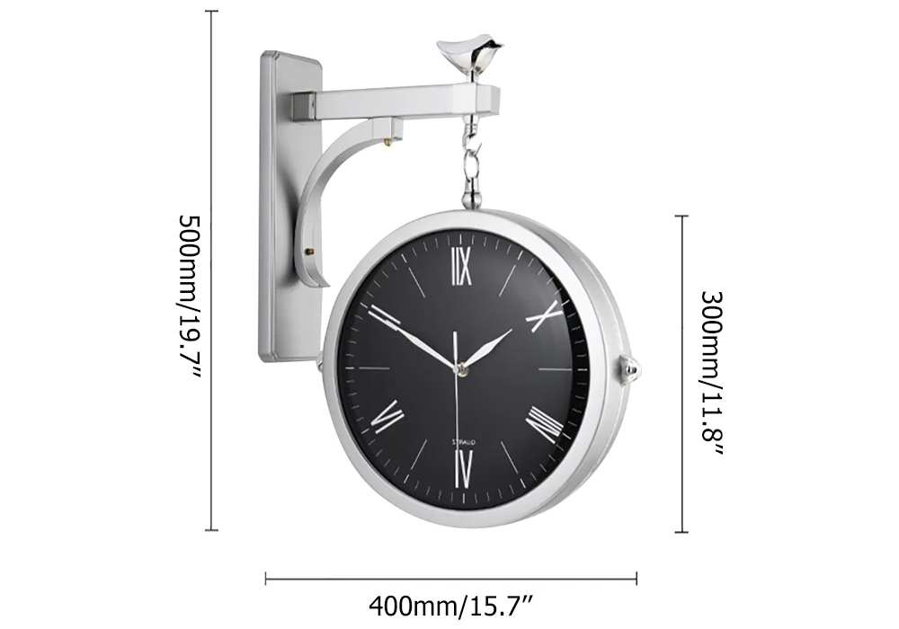 Modern Double-Sided Wall Clock Black Minimalist Hanging Clock-Homary