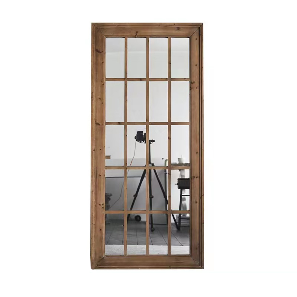 Farmhouse Full Length Mirror Wood Rectangle Floor Mirror-Homary