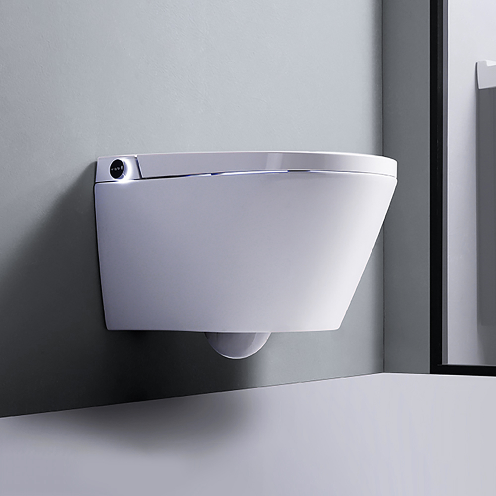 Toilette automatique murale monobloc intelligente allongée blanche avec ...