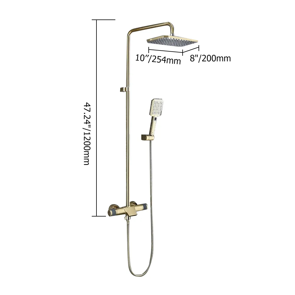 Gold Exposed Shower Faucet Rainfall Shower System with Hand Shower ...