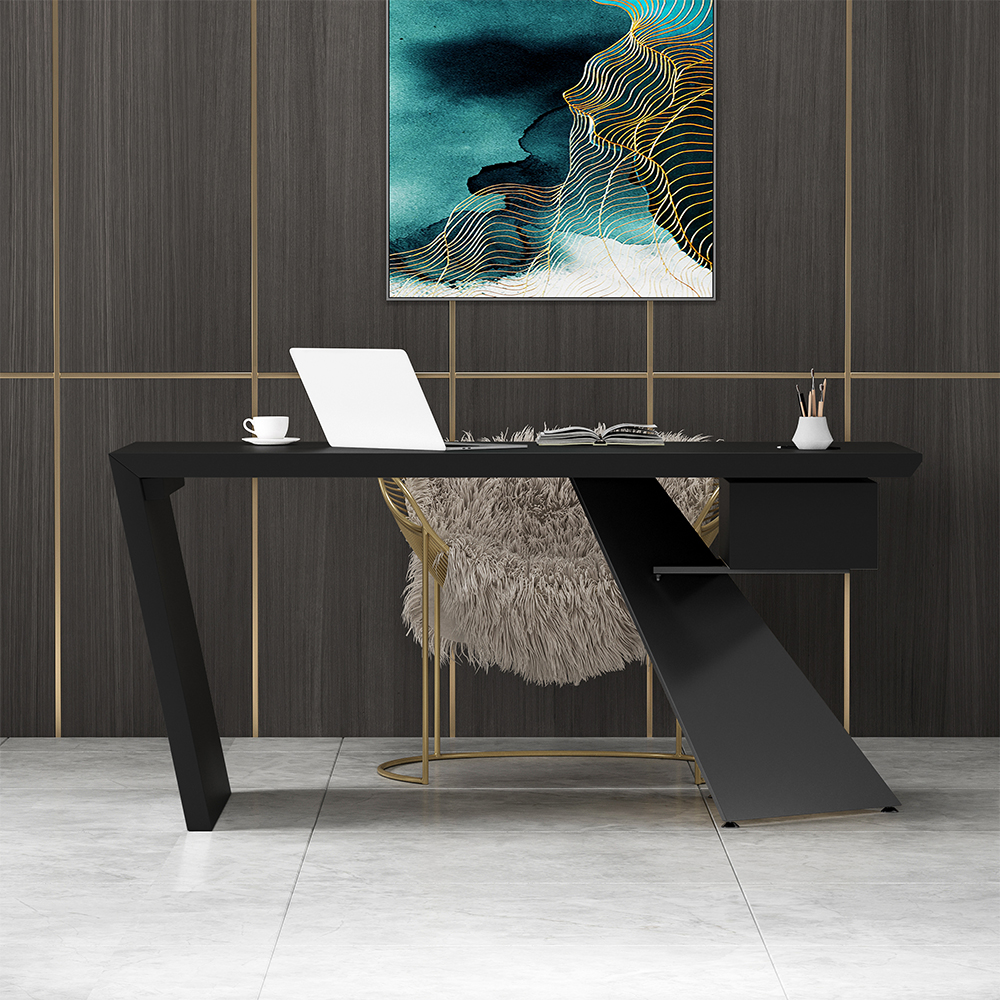 63" Modern Home Office Desk with Drawer Writing Desk with Abstract ...