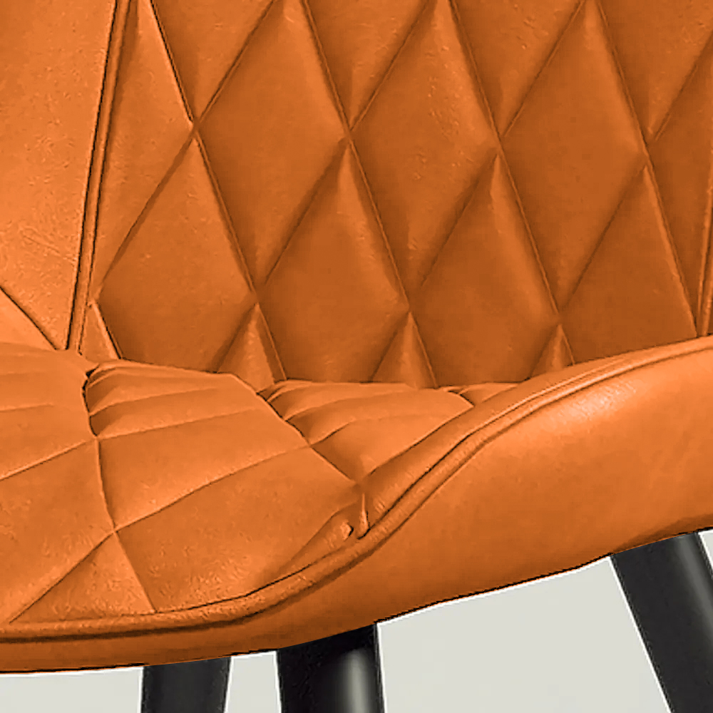 Orange Dining Chair Leather Dining Chair Set of 2 with Solid Back-Homary