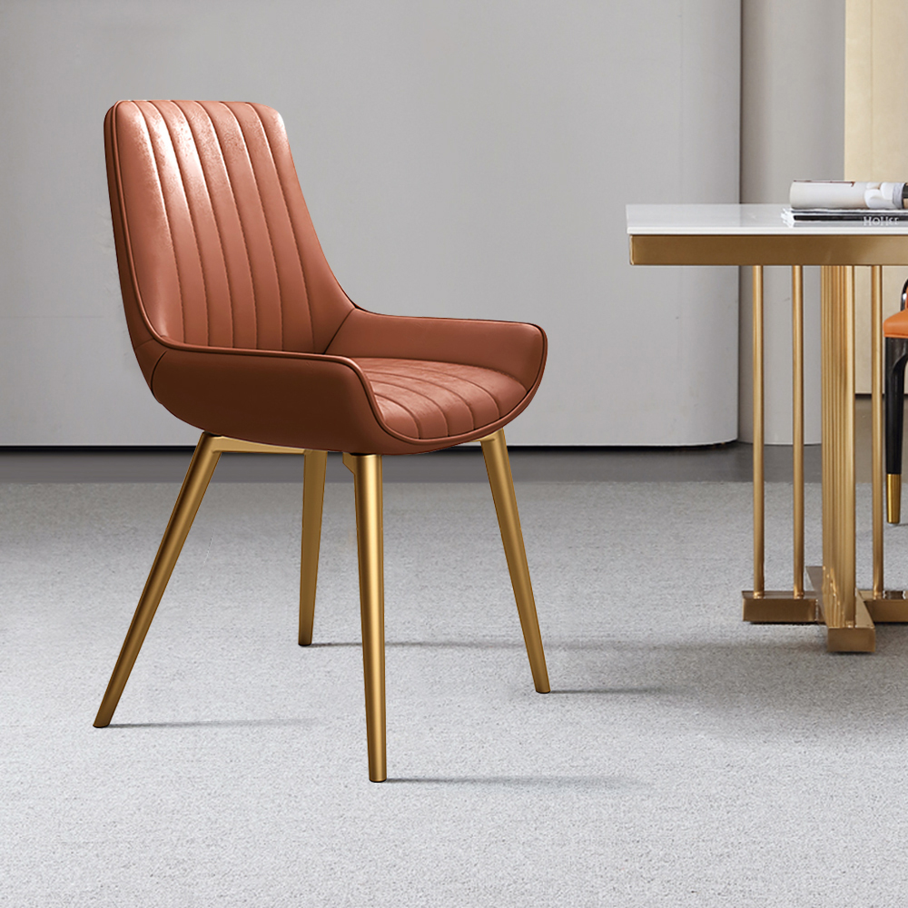 Orange Dining Chairs with PU Leather Upholstery & High Back Dining ...