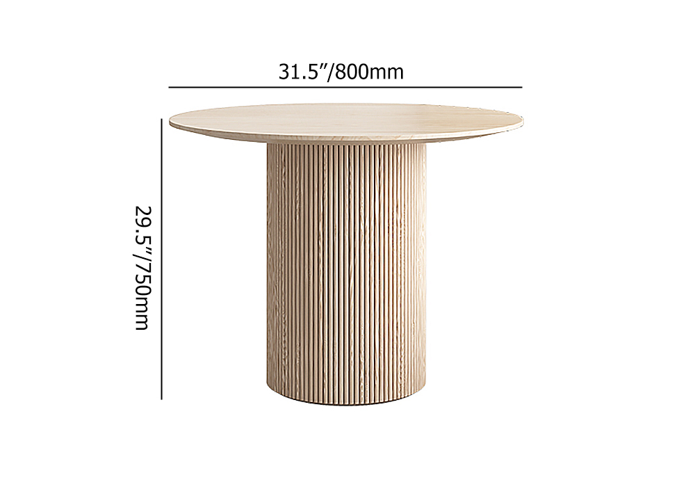 Farmhouse 800mm Round Small Dining Table for 2 Person Natural Wood ...