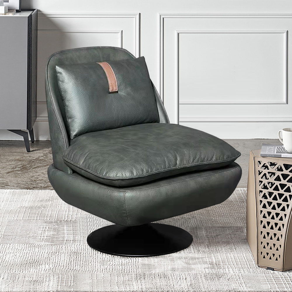 Modern Green Swivel Accent Lounge Chair Leath-Aire Upholstery Black ...