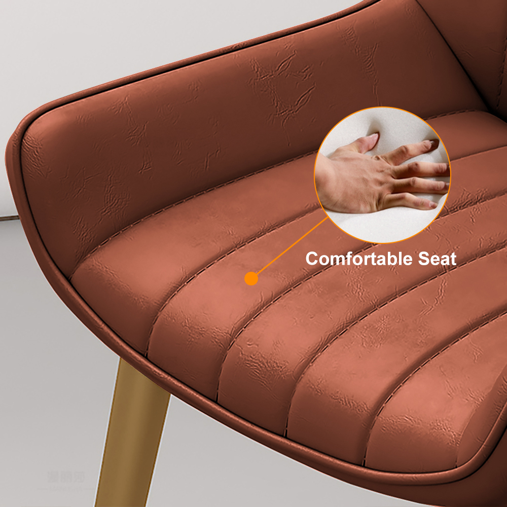 Orange Dining Chairs with PU Leather Upholstery & High Back Dining ...
