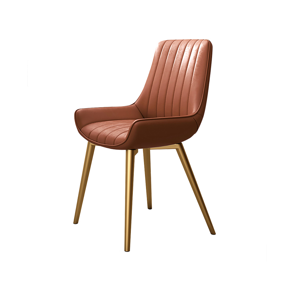Orange Dining Chairs with PU Leather Upholstery & High Back Dining ...