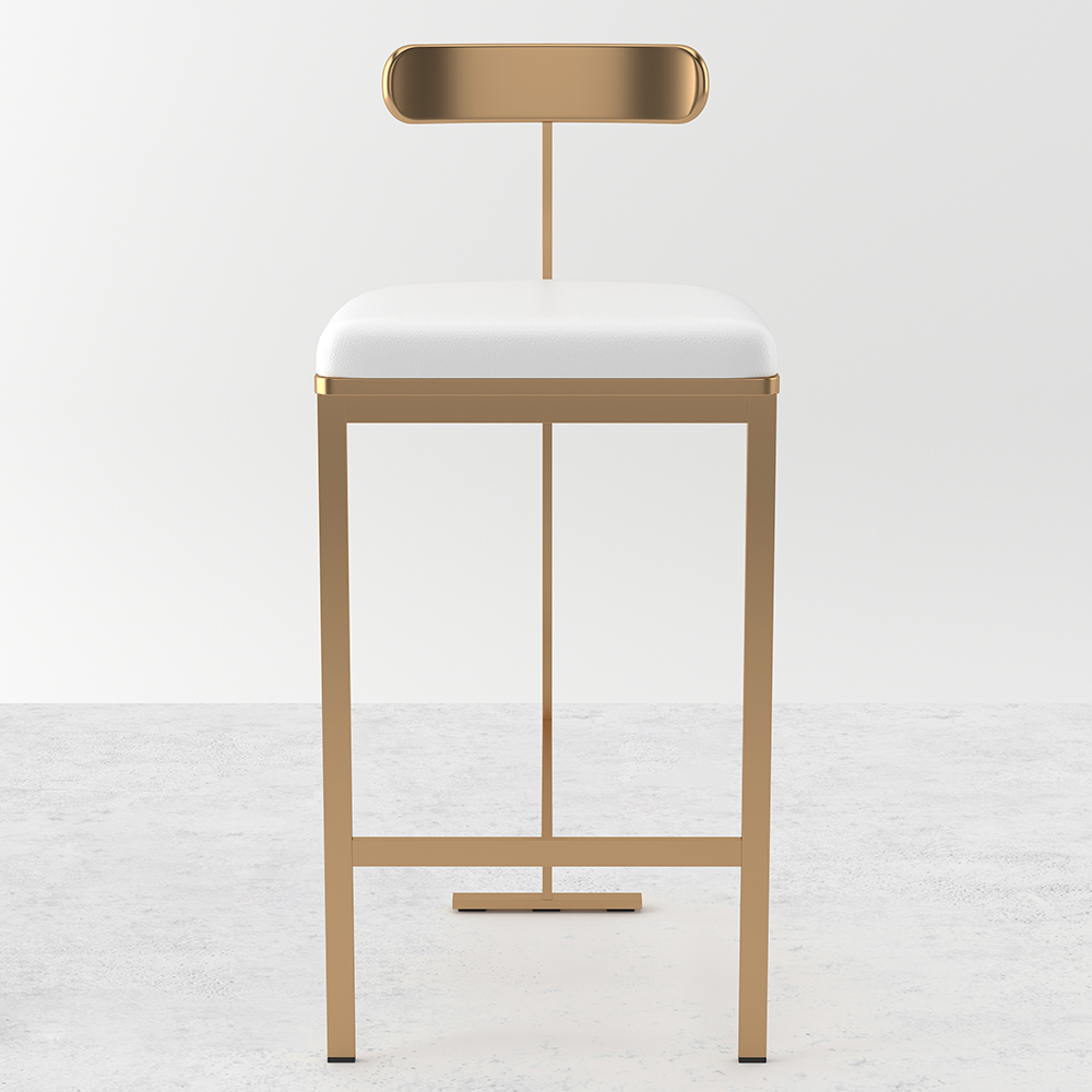 Modern Metal Counter Height Bar Stools with Back Kitchen Chair-Homary