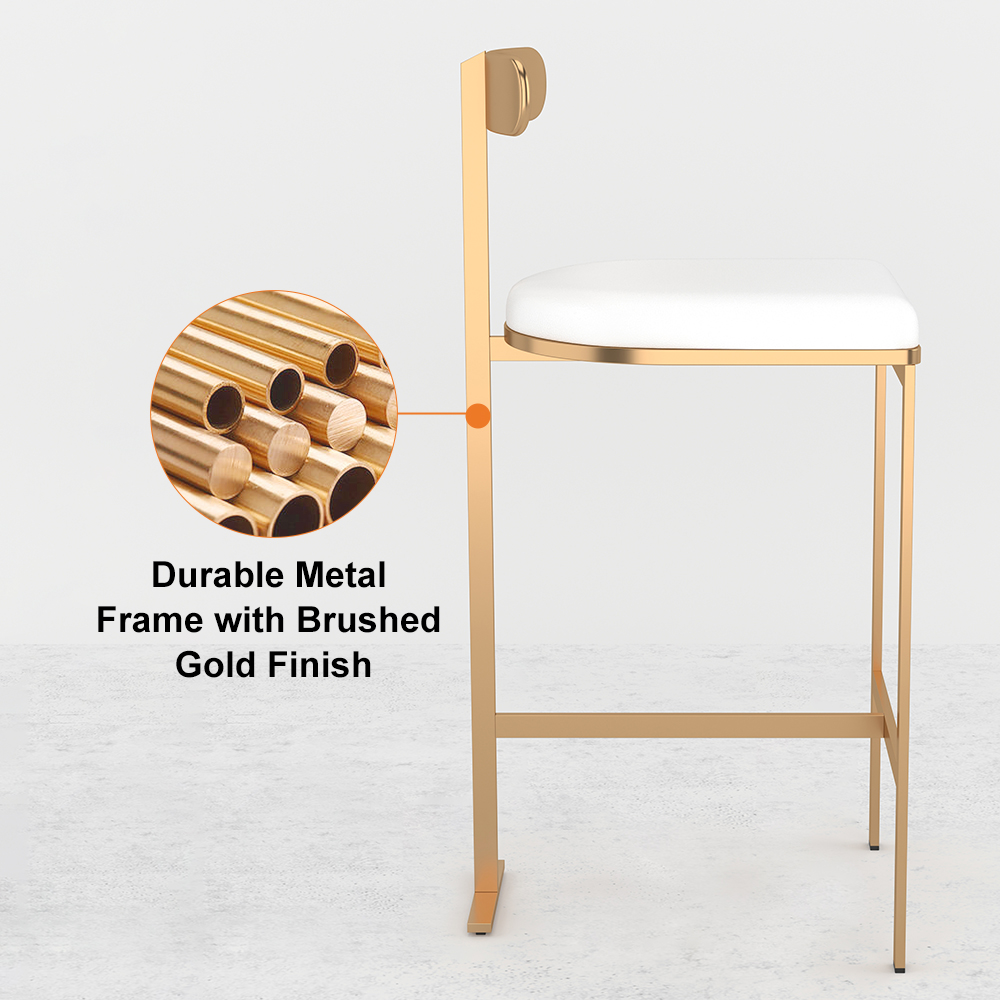 Modern Metal Counter Height Bar Stools with Back Kitchen Chair-Homary