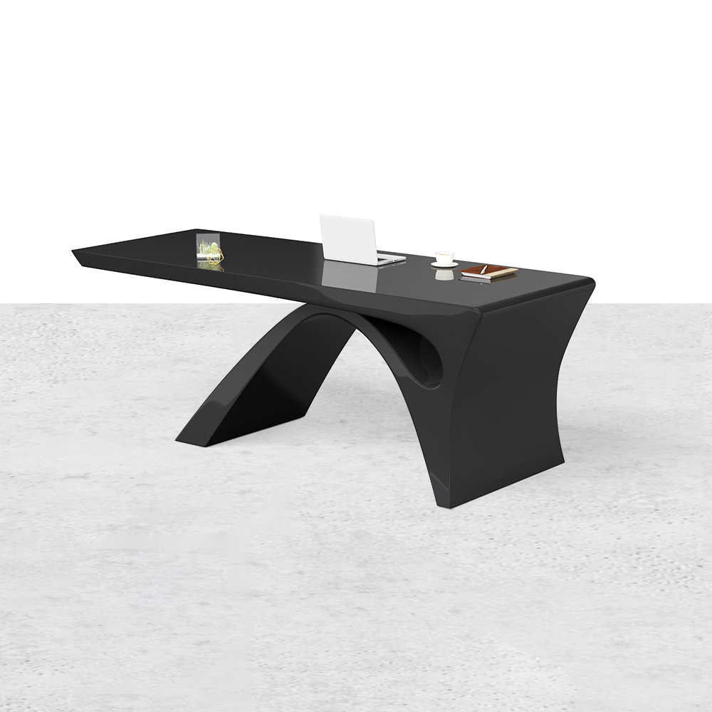 63" Modern Black Computer Desk Rectangular Office Desk with Abstract ...