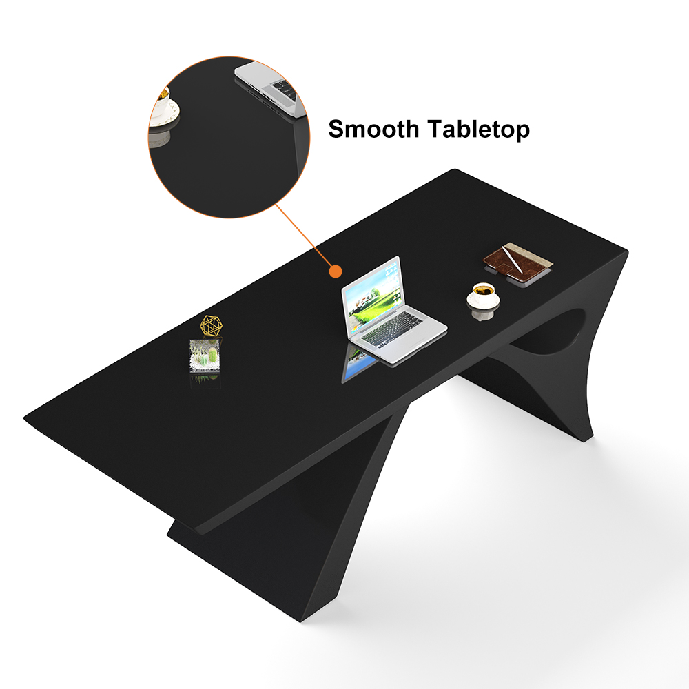 63" Modern Black Computer Desk Rectangular Office Desk with Abstract ...