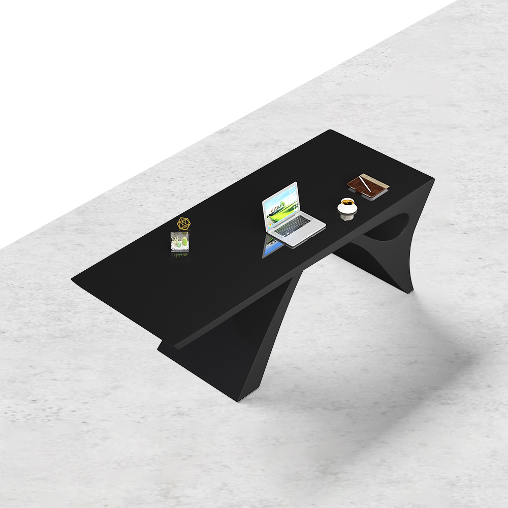 63" Modern Black Computer Desk Rectangular Office Desk with Abstract ...