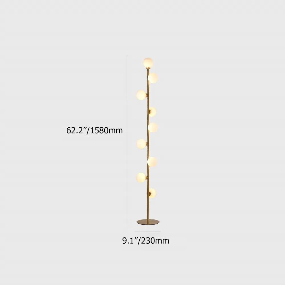 Modern LED Gold 9-Light Tree Floor Lamp White Glass Globe - Table ...