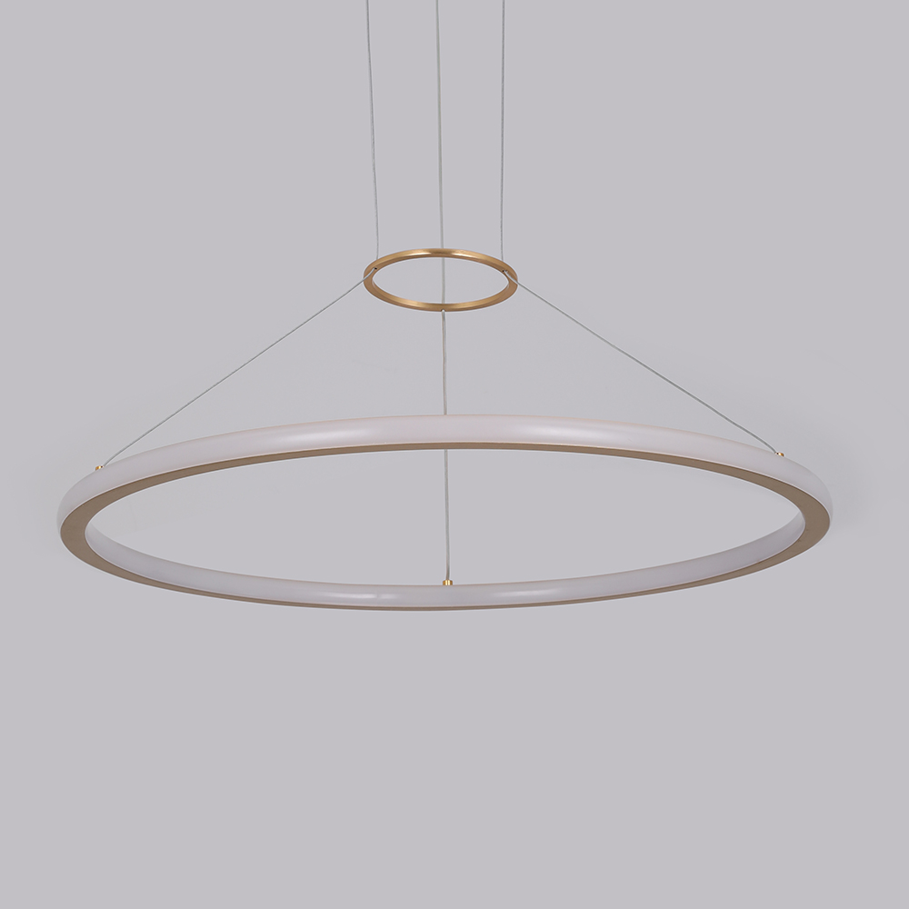 Minimalist Gold LED Round Chandelier Geometric Pendant Light Dimmable ...