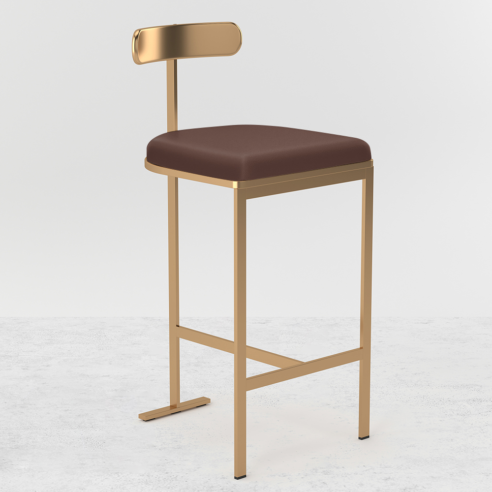 Modern PU Leather Brown Counter Height Bar Stool with Back Kitchen ...