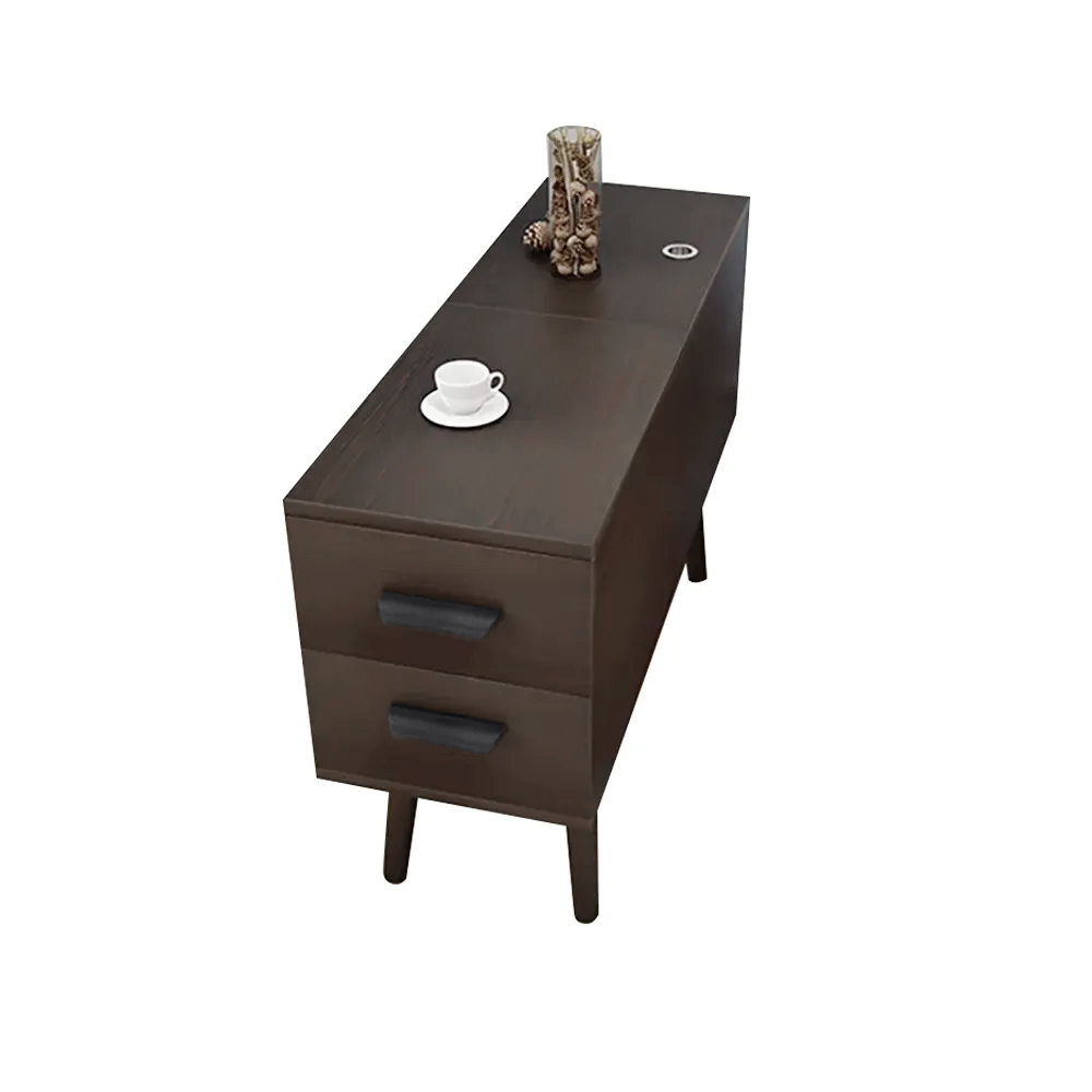 Brown Rectangle End Table with Drawers Modern Sofa Table for Living ...