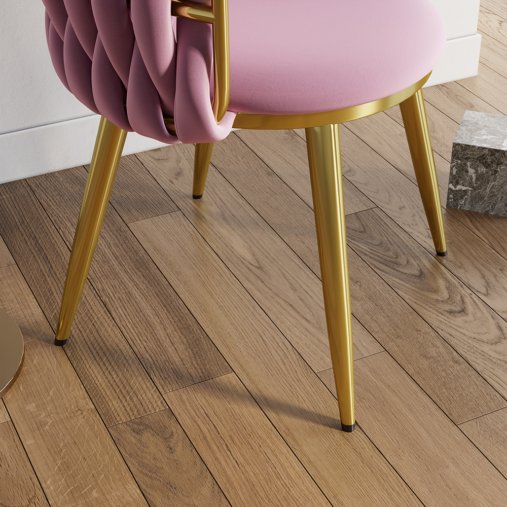 Nordic Pink Barrel Back Dining Chair Round Accent Chair with Velvet ...