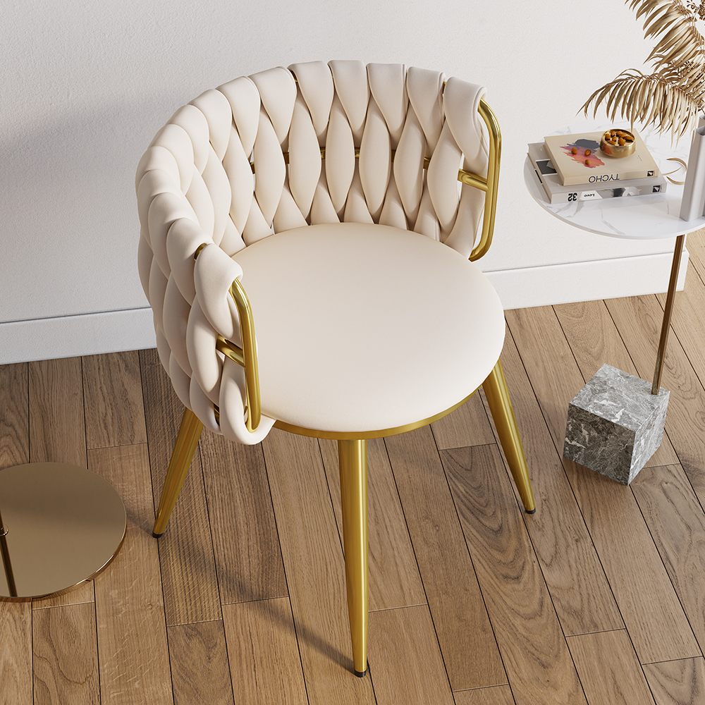 Nordic Off White Barrel Back Dining Chair Round Accent Chair with ...
