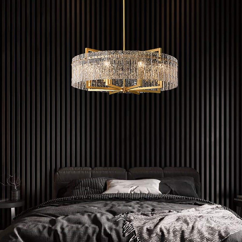 Jewell Modern Brass Drum Chandelier 8-Light with Adjustable Hanging Rod ...