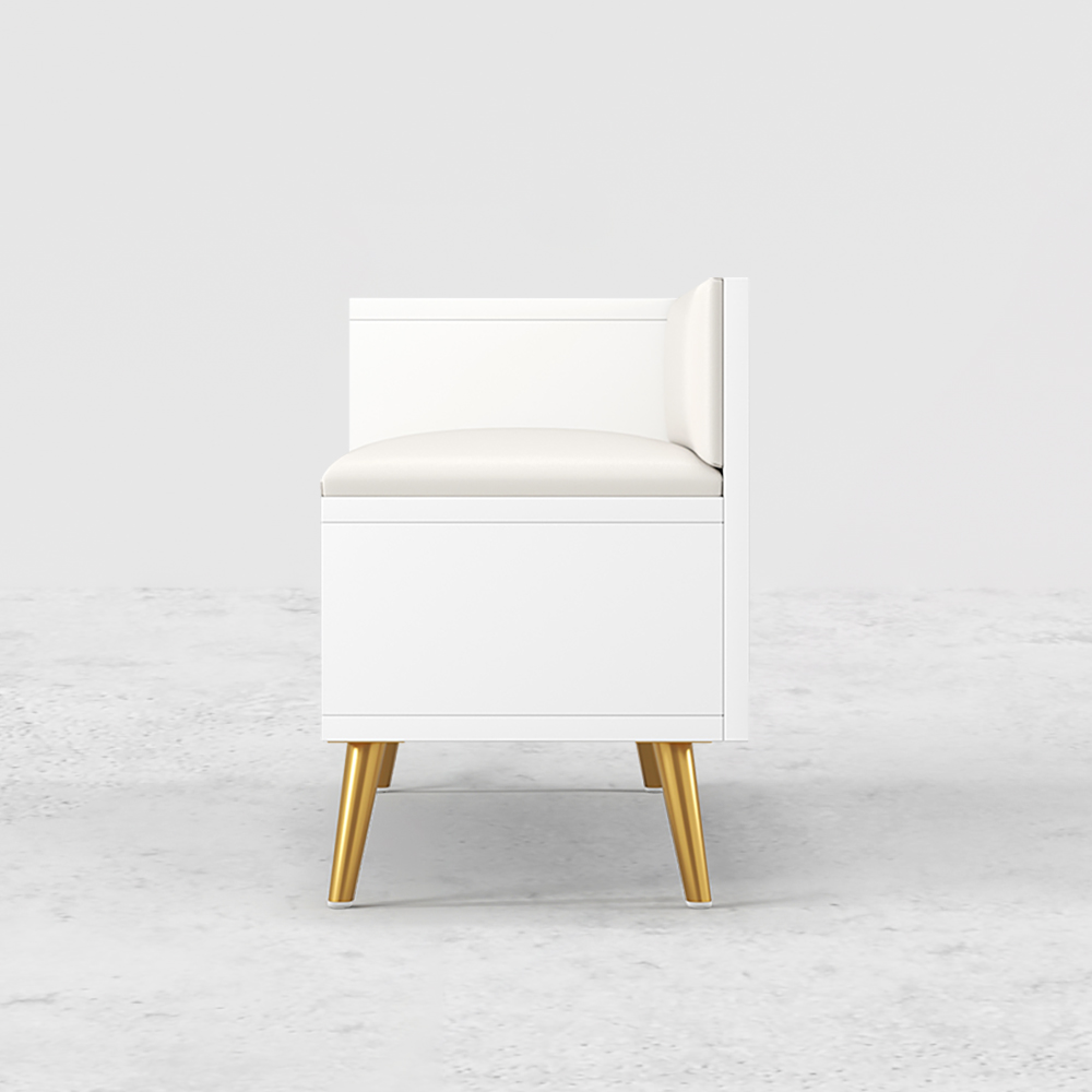 Yellar White Modern Upholstered Shoe Rack Bench with Storage Cabinet ...