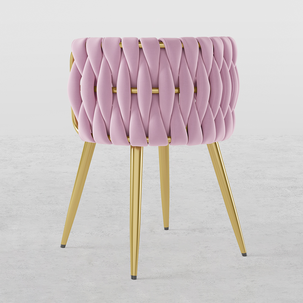 Nordic Pink Barrel Back Dining Chair Round Accent Chair with Velvet ...