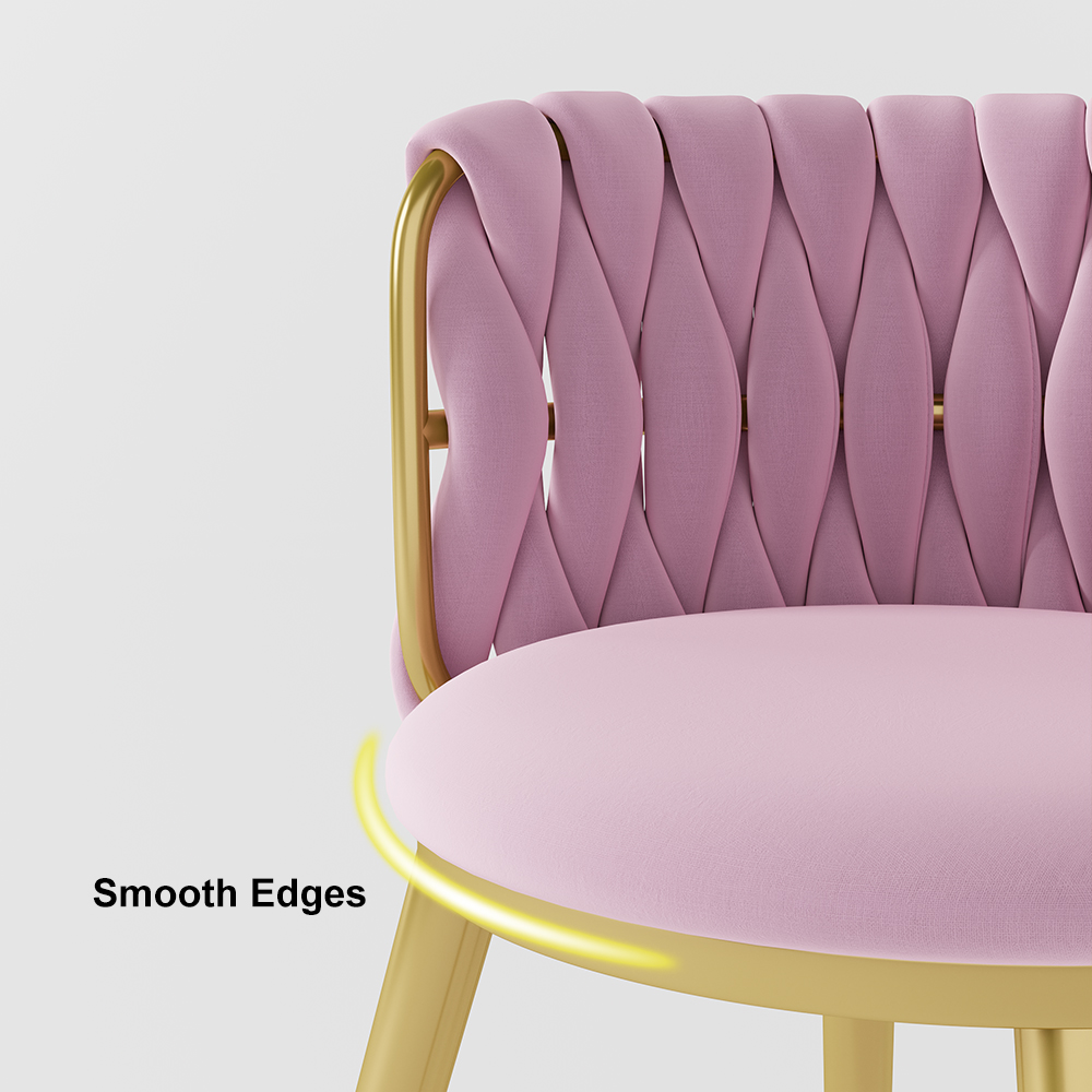 Nordic Pink Barrel Back Dining Chair Round Accent Chair with Velvet ...