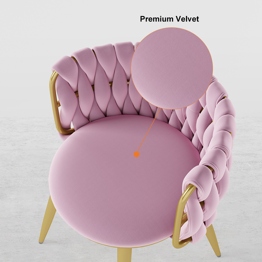 Nordic Pink Barrel Back Dining Chair Round Accent Chair with Velvet ...