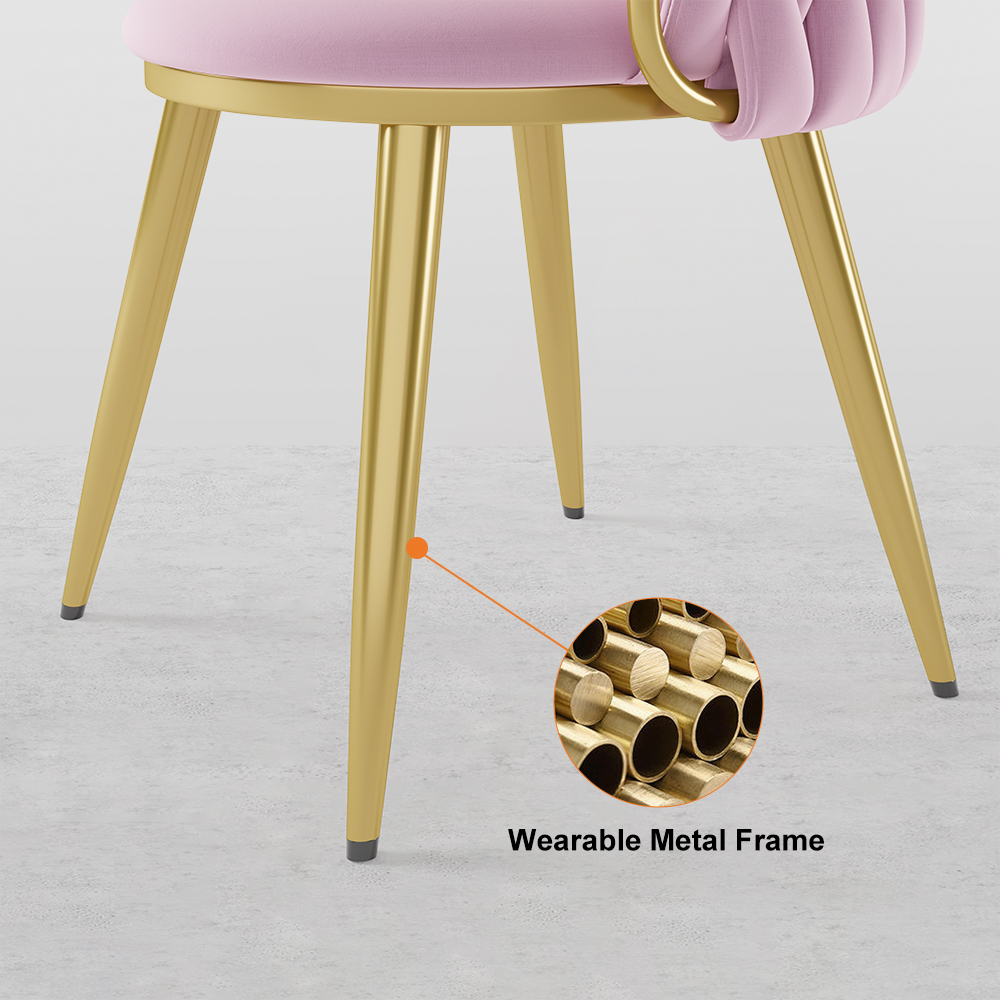 Nordic Pink Barrel Back Dining Chair Round Accent Chair with Velvet ...