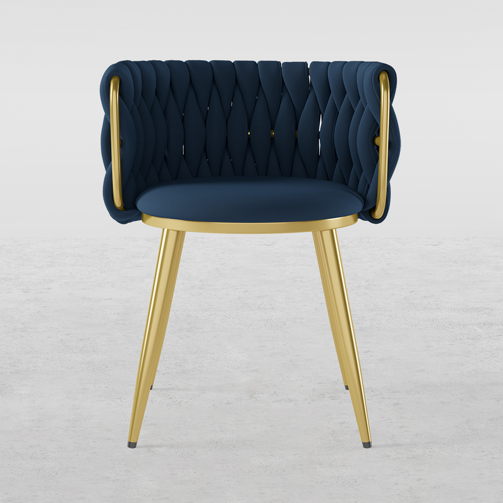 Nordic Blue Barrel Back Dining Chair Round Accent Chair with Velvet ...